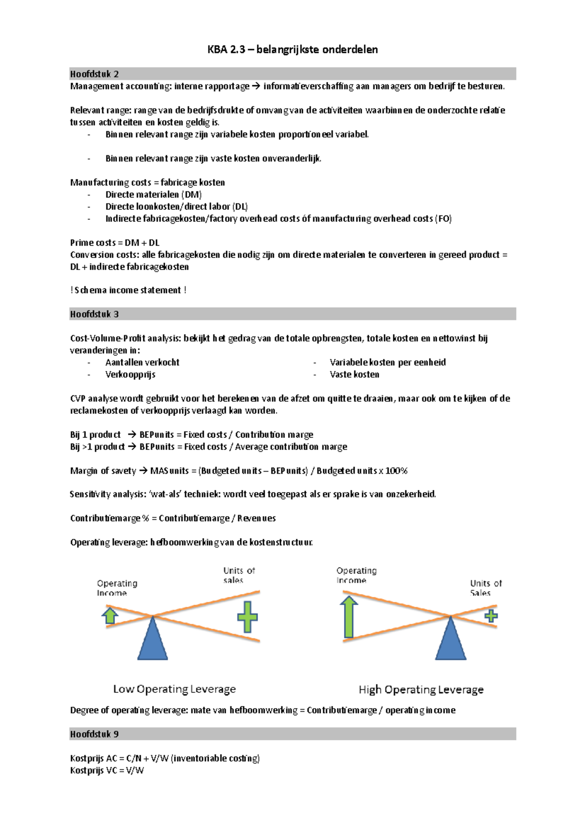 Belangrijkste onderdelen KBA 2.3 - KBA 2 – belangrijkste onderdelen ...