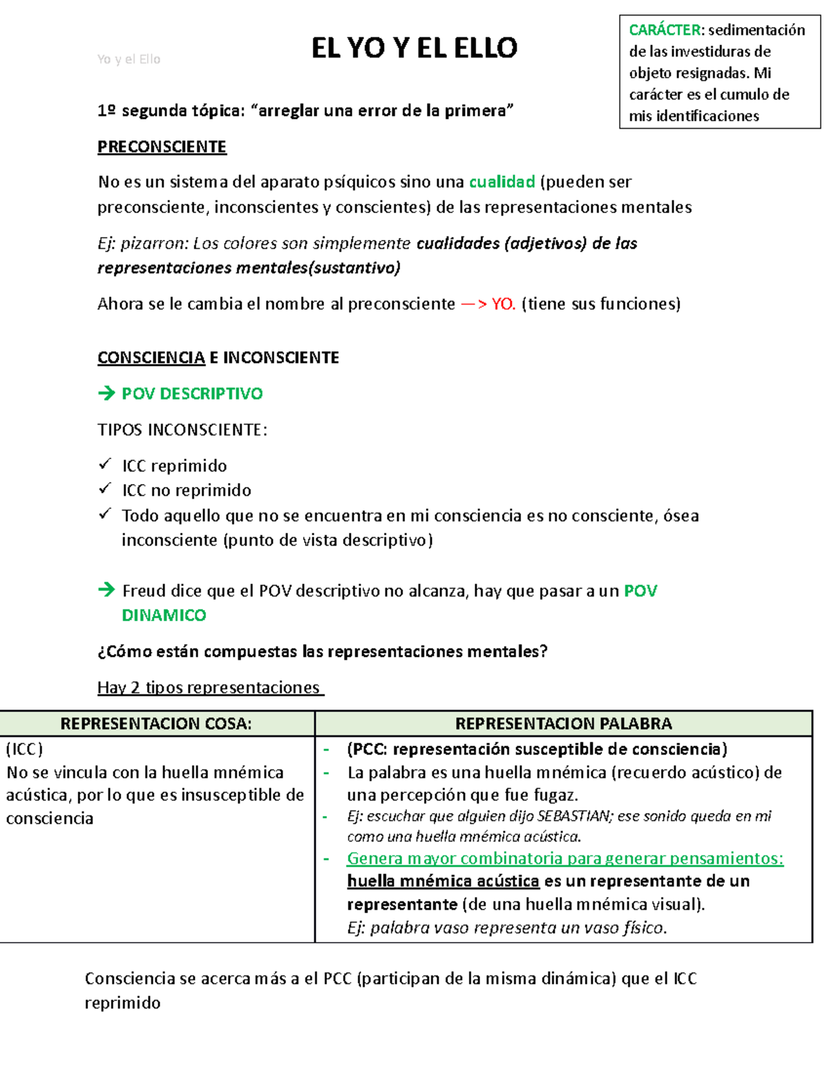 YO Y EL ELLO Resumen - Yo y el Ello 1º segunda tópica: “arreglar una ...