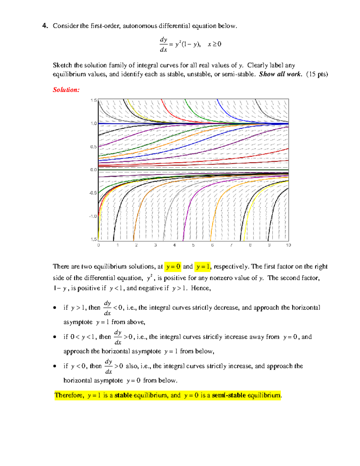 4 - sol - HW 4 solution - 4. Consider the first-order, autonomous ...