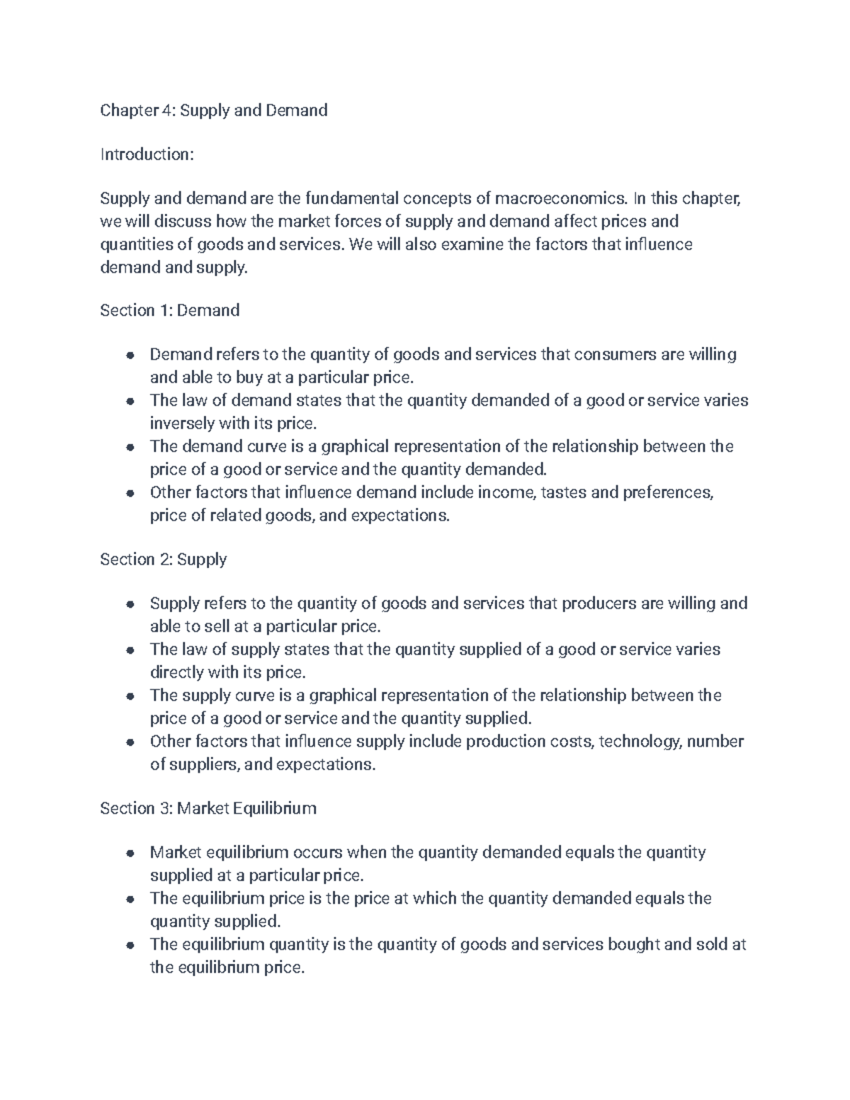 Eco 4 - Chapter 4 - Chapter 4: Supply and Demand Introduction: Supply ...