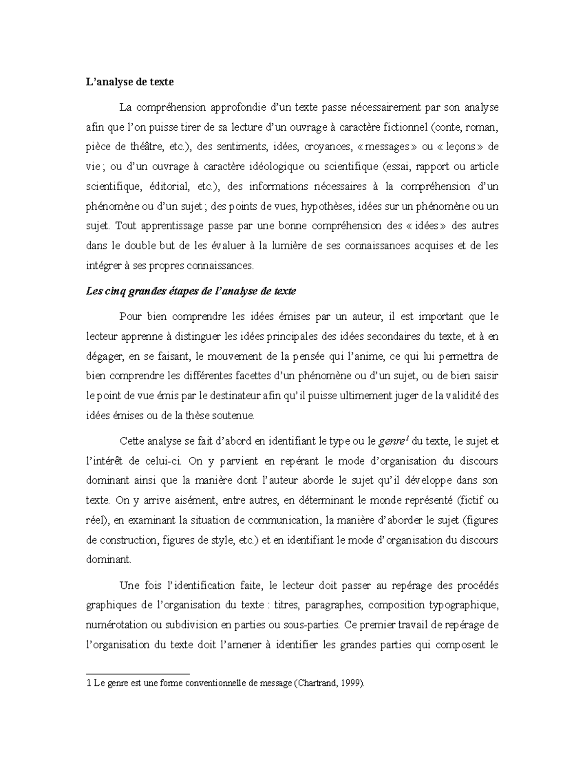 Les cinq étapes de l'analyse de texte - L’analyse de texte La ...