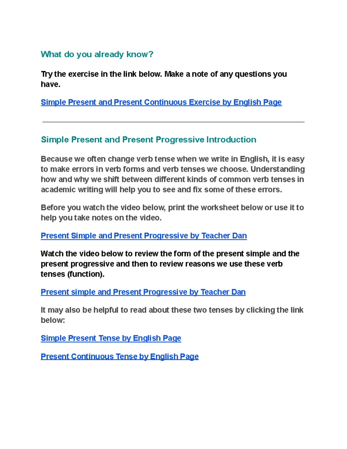 ESOL (12) - ..... - What do you already know? Try the exercise in the ...