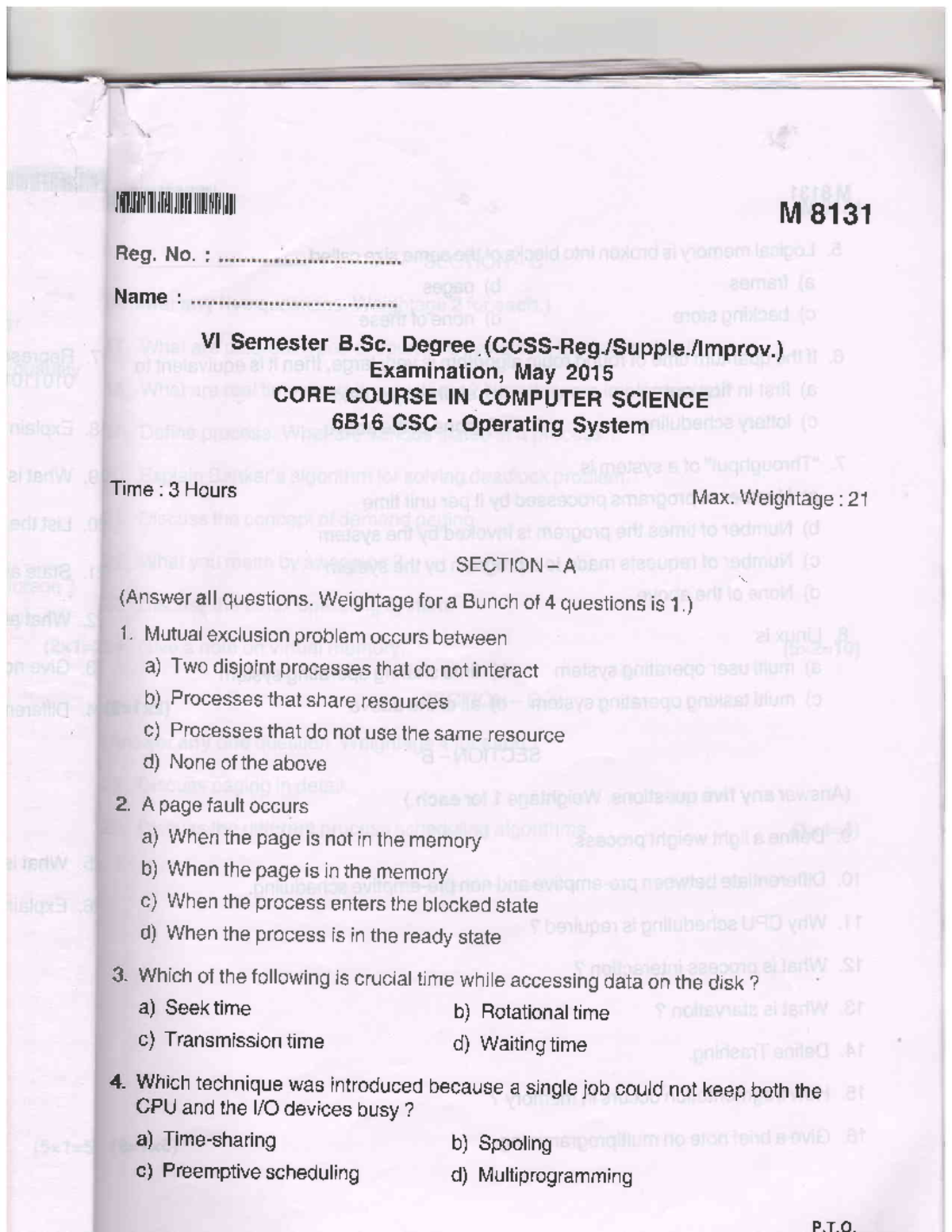 OS 2015 - Previous question paper - rilrfilt il ilil iltll iltfl ilil ...