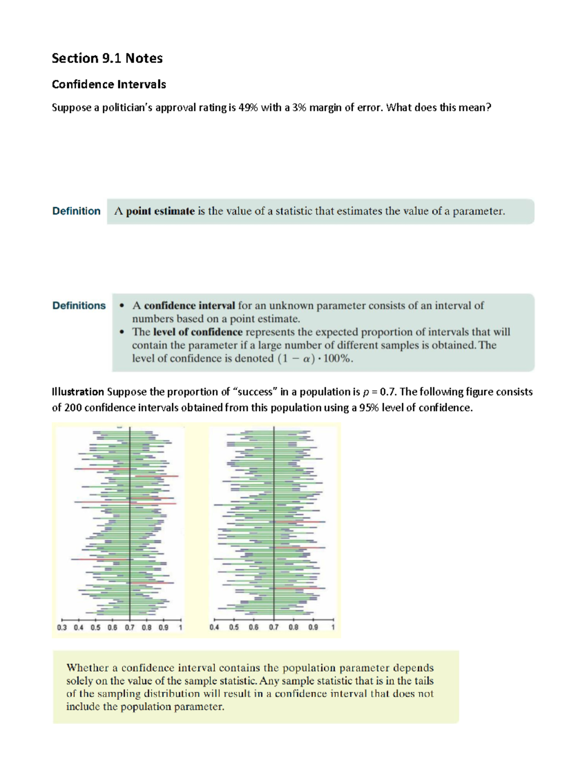 Math 145 Chapter 9 - Section 9 Notes Confidence Intervals Suppose a ...