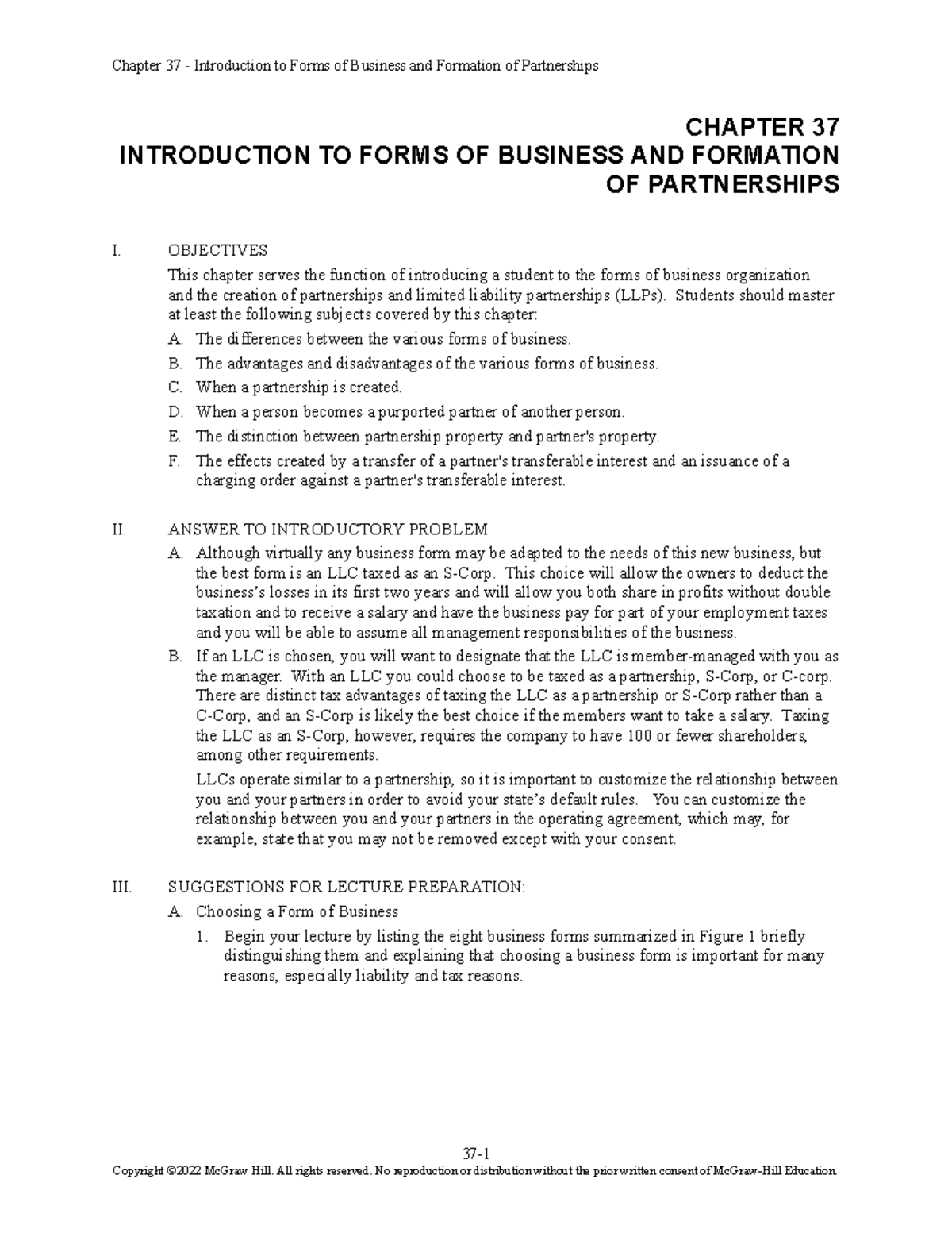 Prenkert 18e IM Ch37 - chapter 37 - CHAPTER 37 INTRODUCTION TO FORMS OF ...