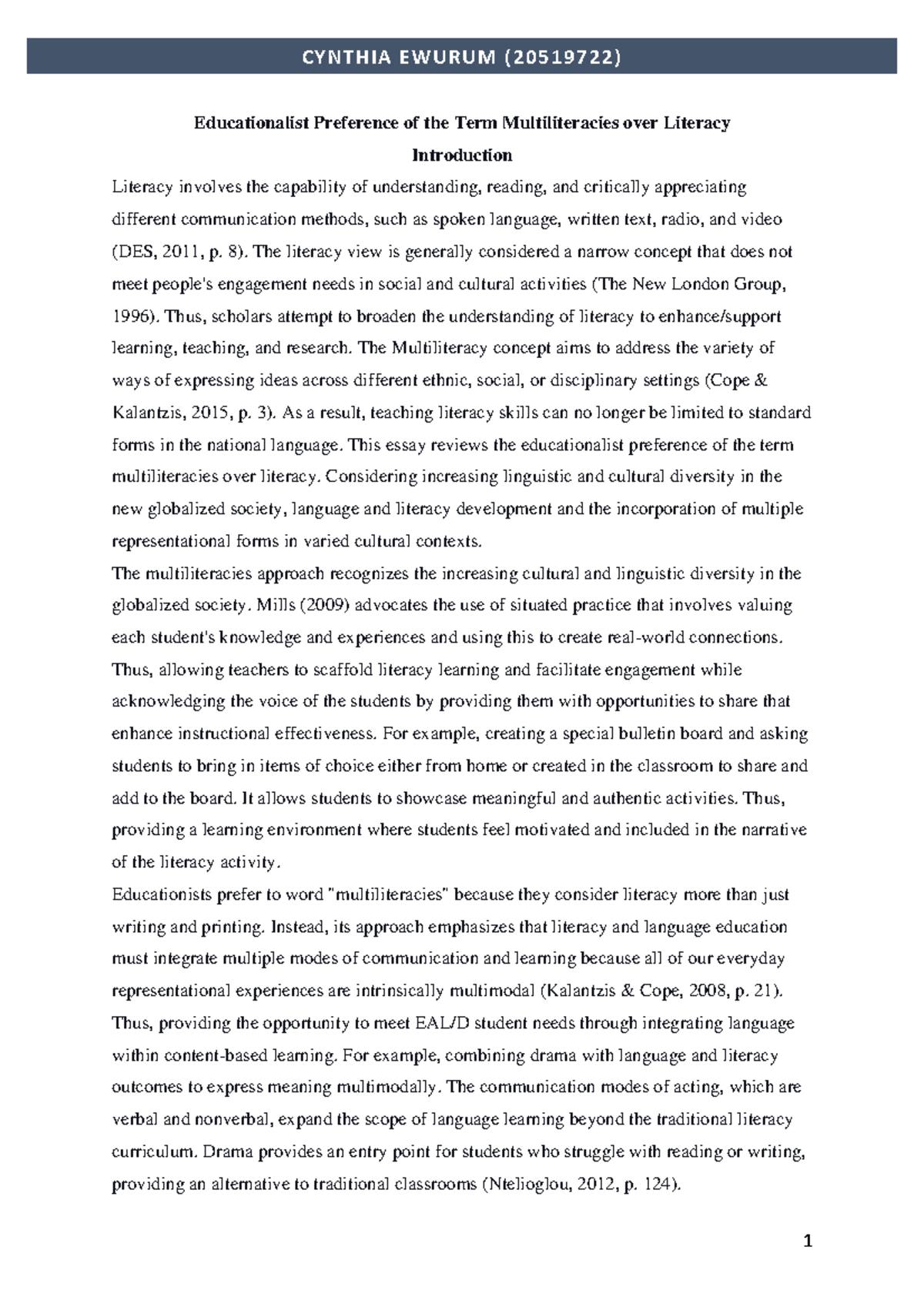 EDC121 Assessment 1 - Educationalist Preference of the Term ...
