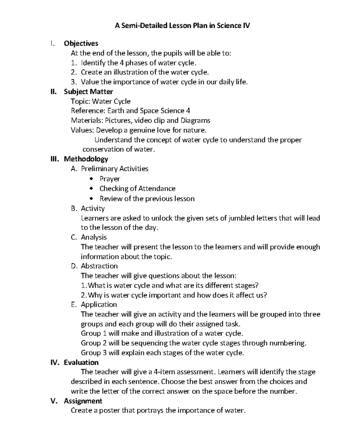 Semidetailedlp - LESSON PLAN - A Semi-Detailed Lesson Plan in Science ...