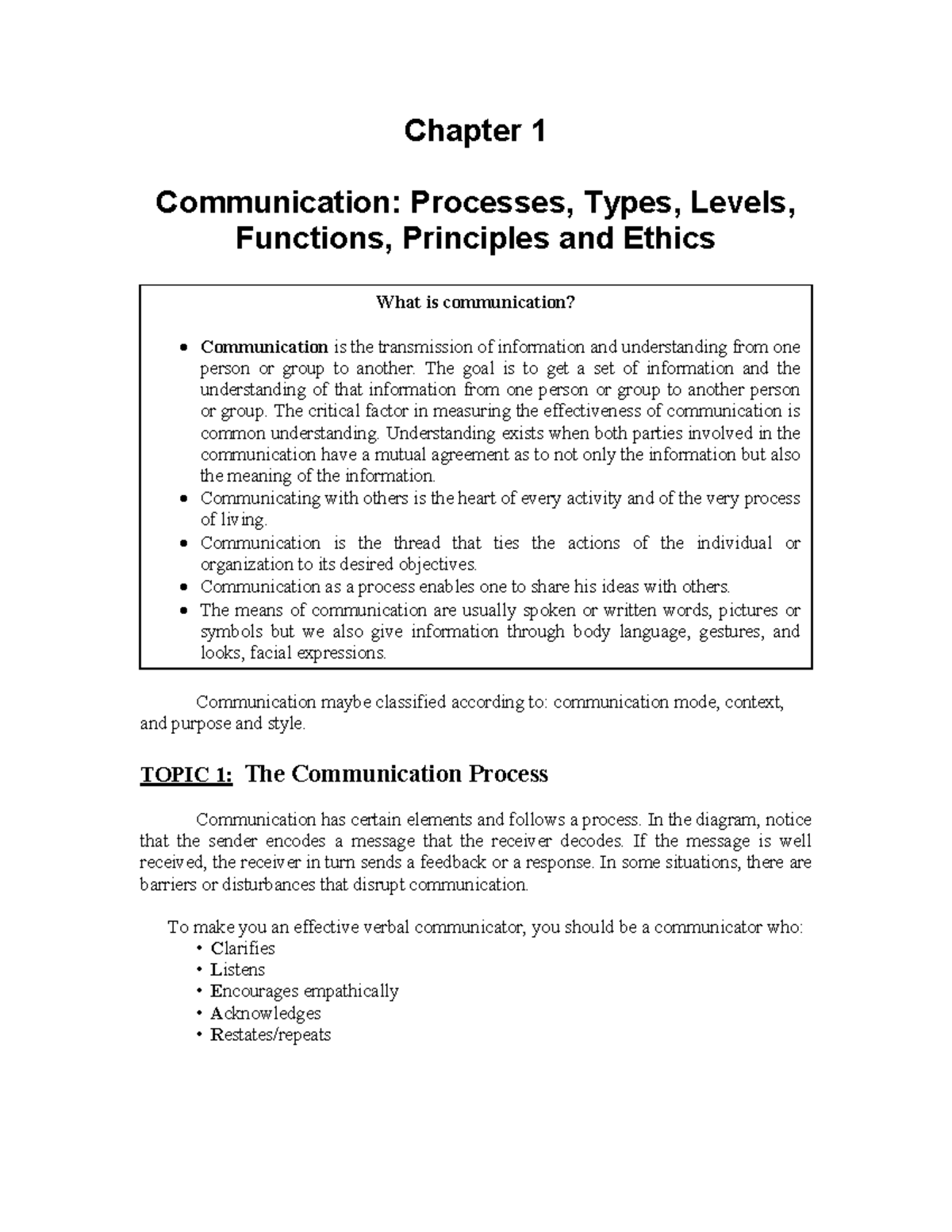 Chapter 1 4 Module - English lecture notes - Chapter 1 Communication ...