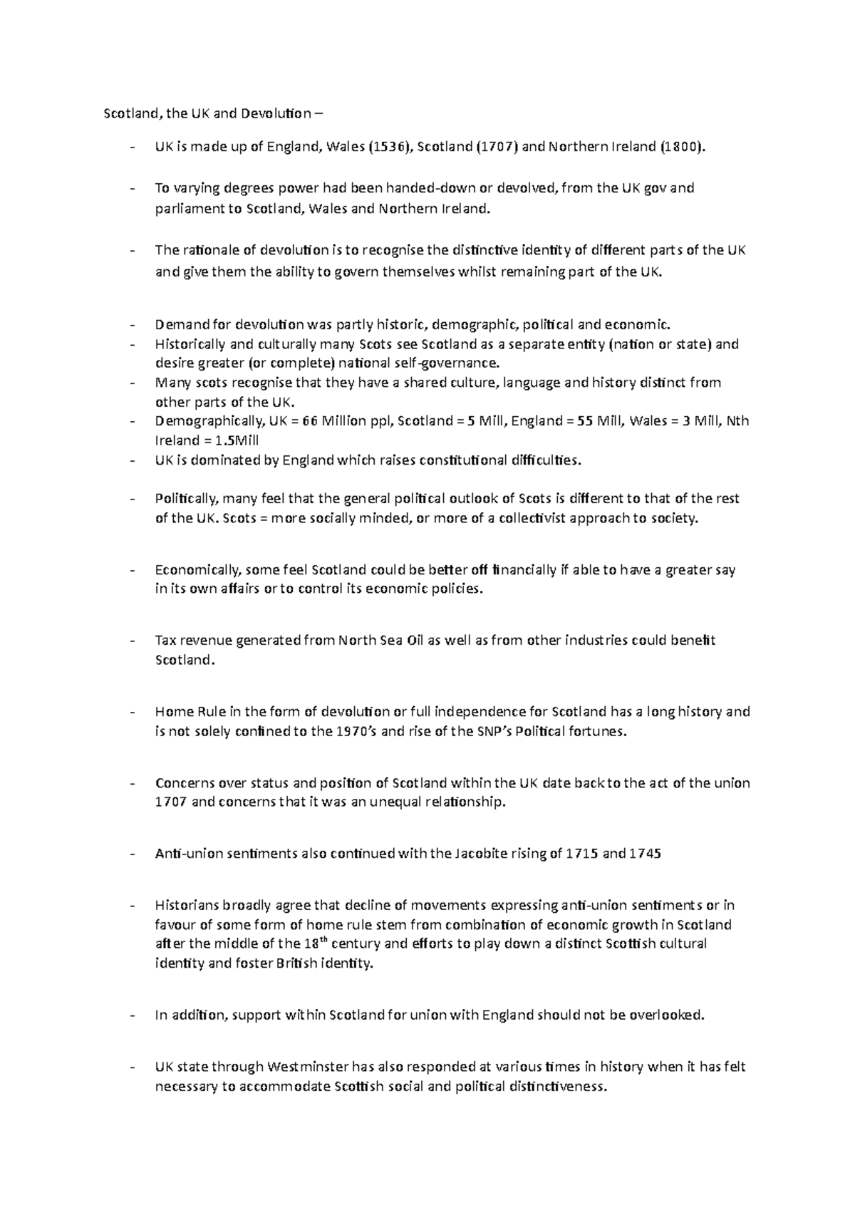 Devolution Lecture Notes Scotland The Uk And Devolution Uk Is Made Up Of England Wales