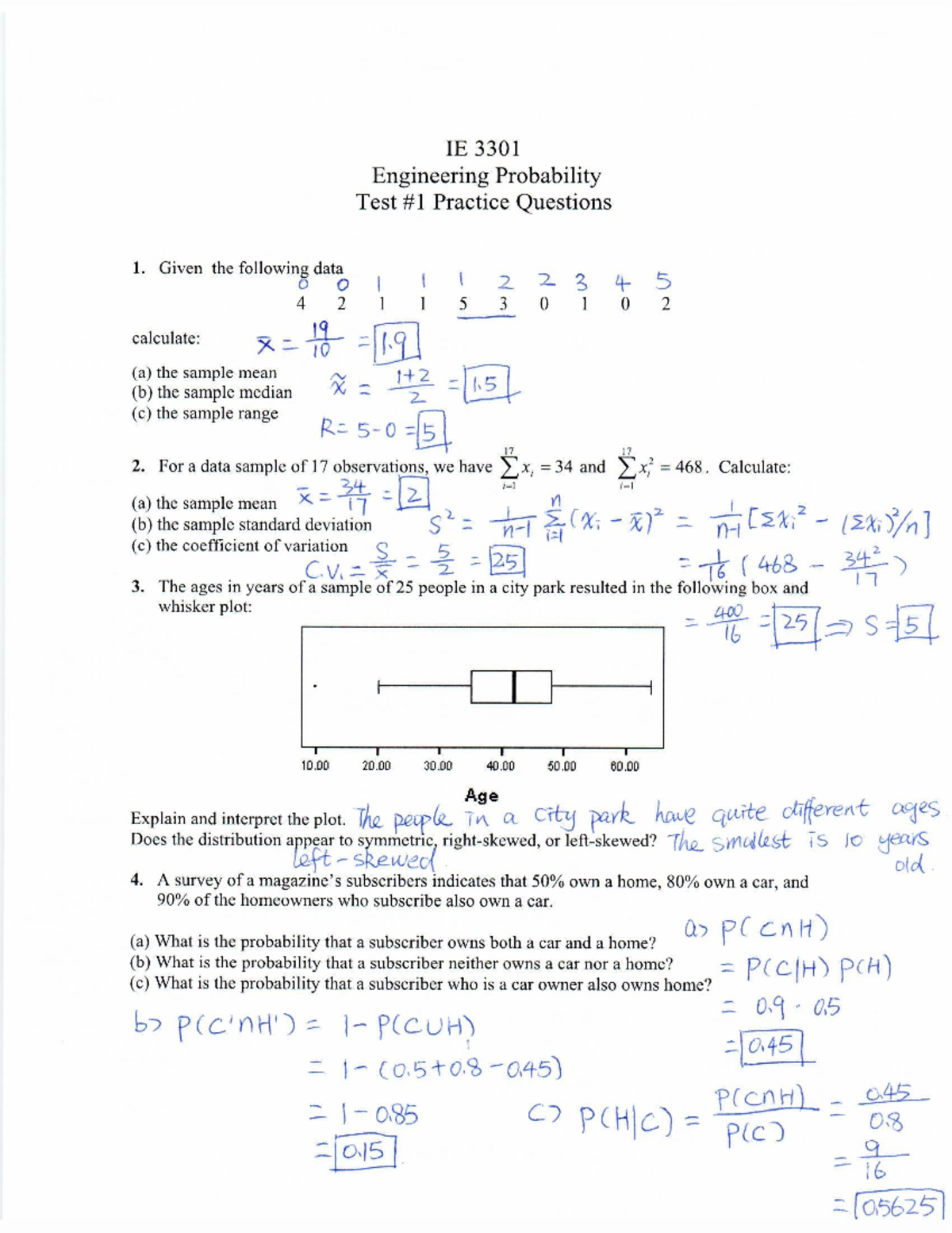 Solution for Exam 1 Practice Problems - MAED 5353 - Studocu
