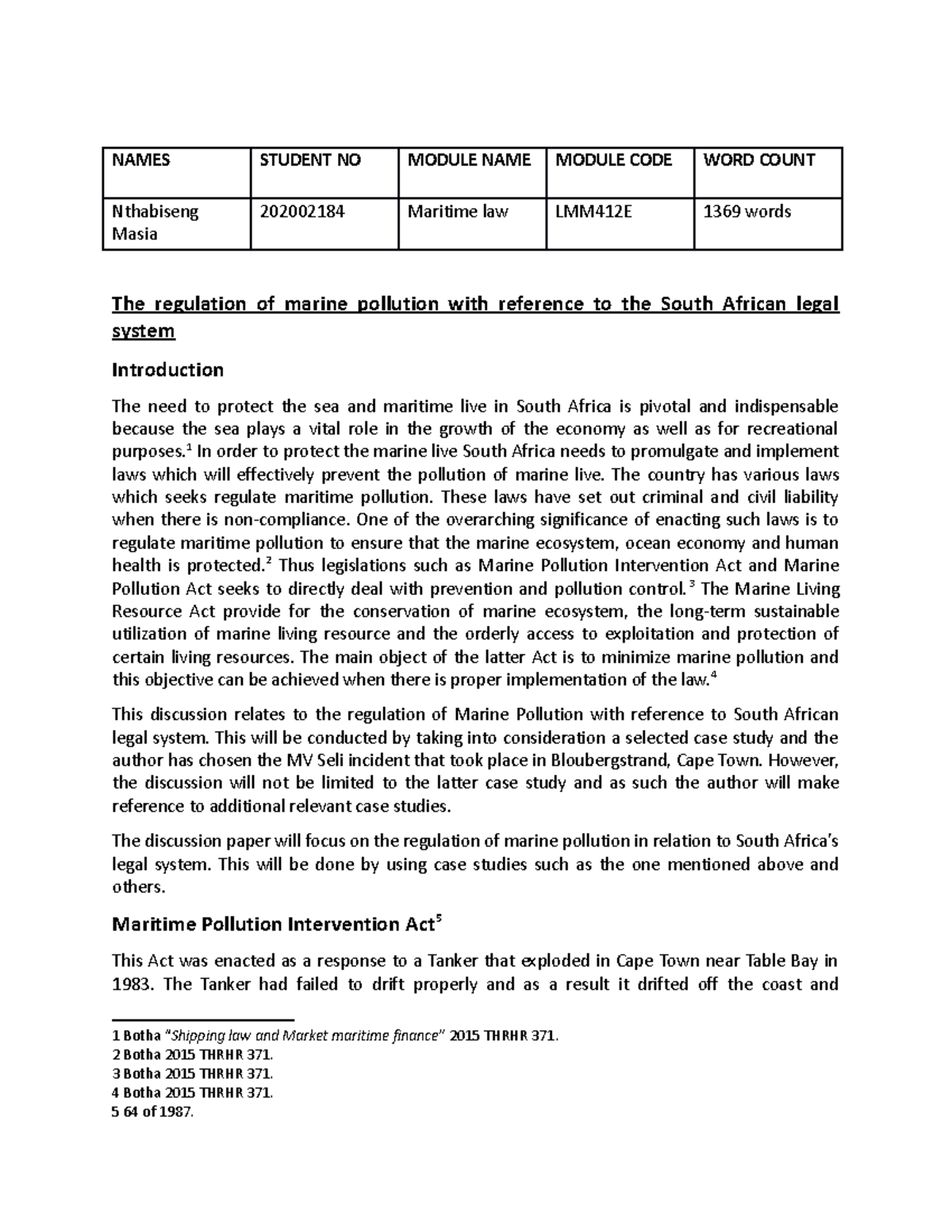 202002 184 LML412E Assignment 1 2023 - NAMES STUDENT NO MODULE NAME ...