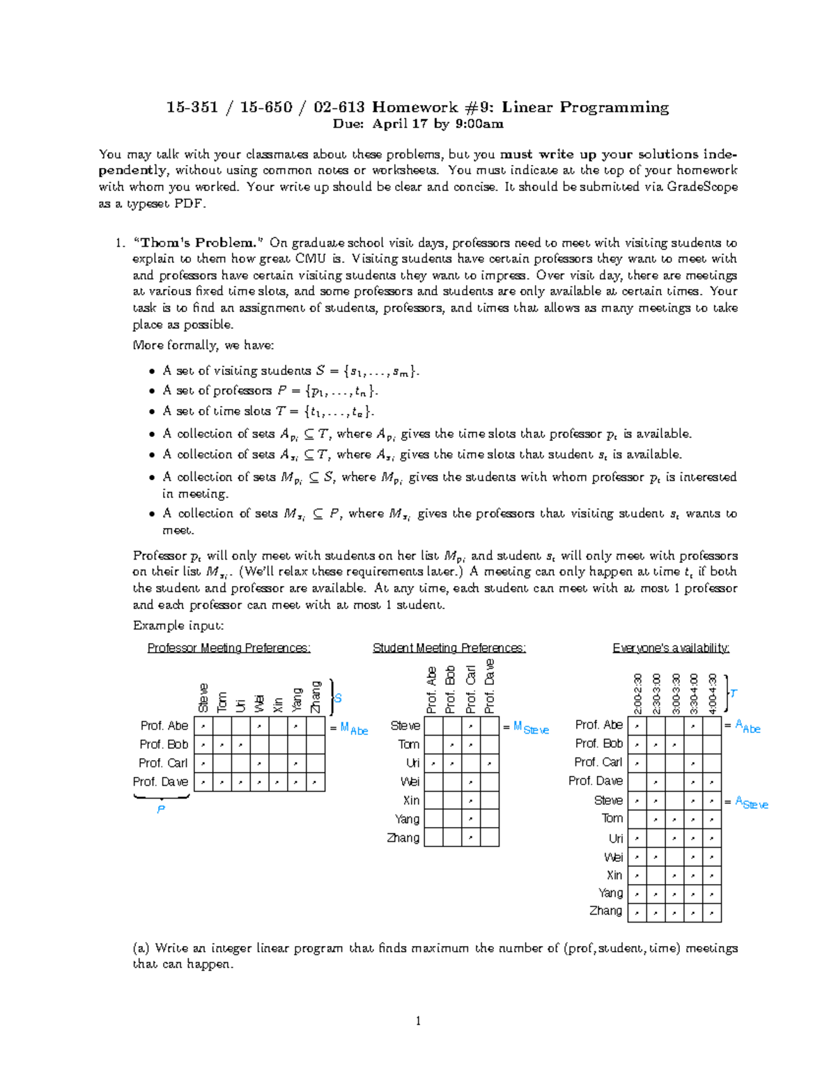 Hw7 solutions - 15-351 / 15-650 / 02-613 Homework #9: Linear ...
