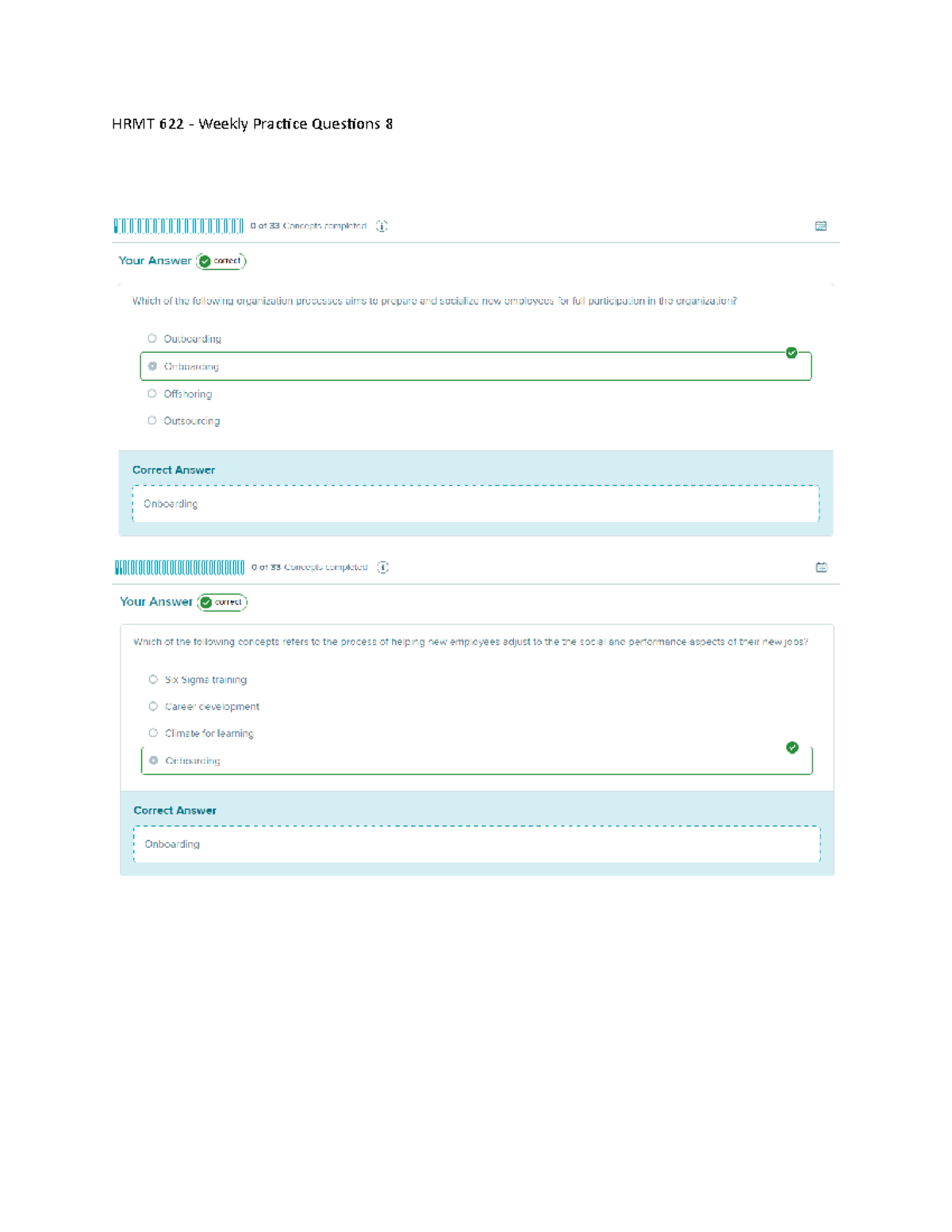 HRMT 622 Weekly Practice Questions 8 - HRMT 622 - HRMT 622 - Weekly Practice Questions - Studocu