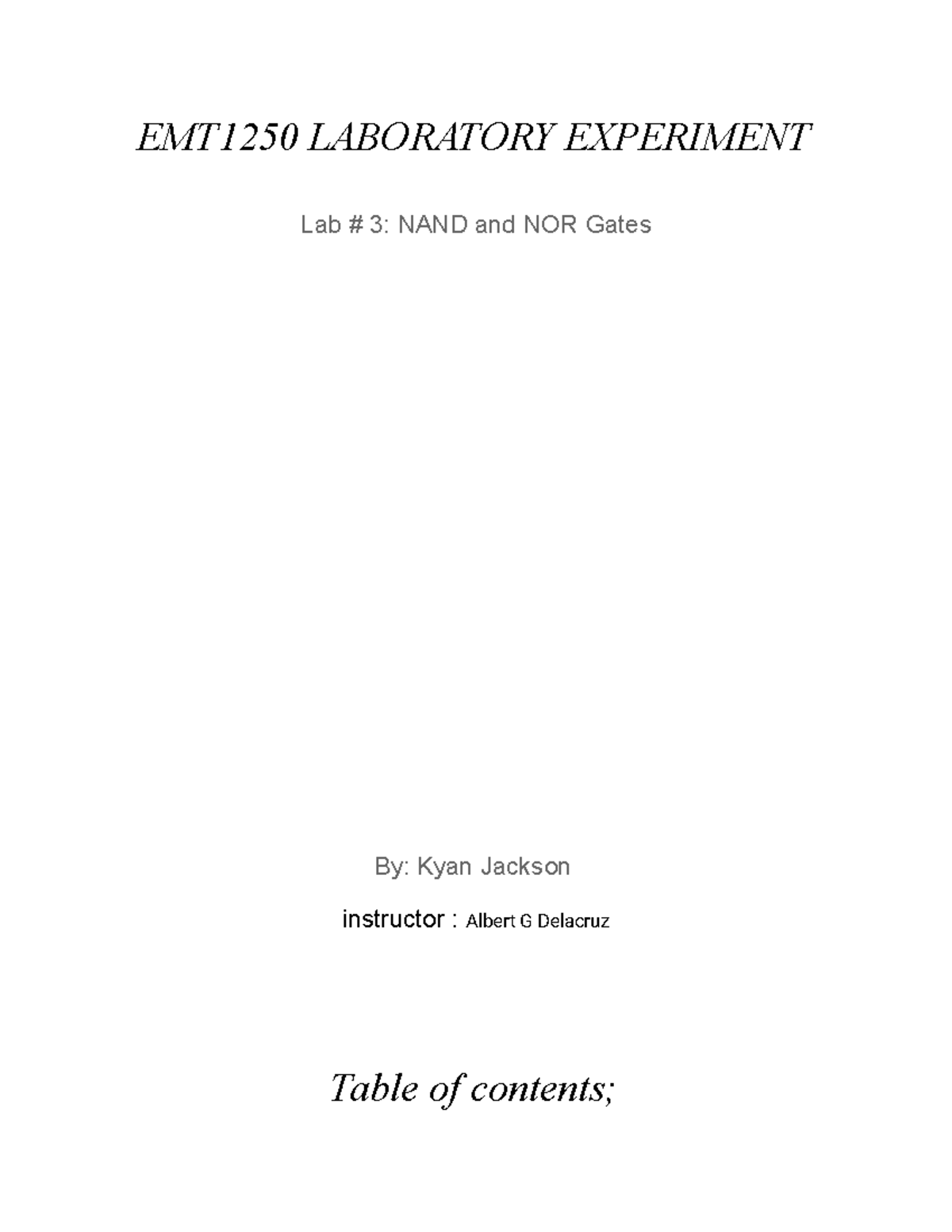 Untitled document - LAB REPORT - EMT1250 LABORATORY EXPERIMENT Lab # 3 ...