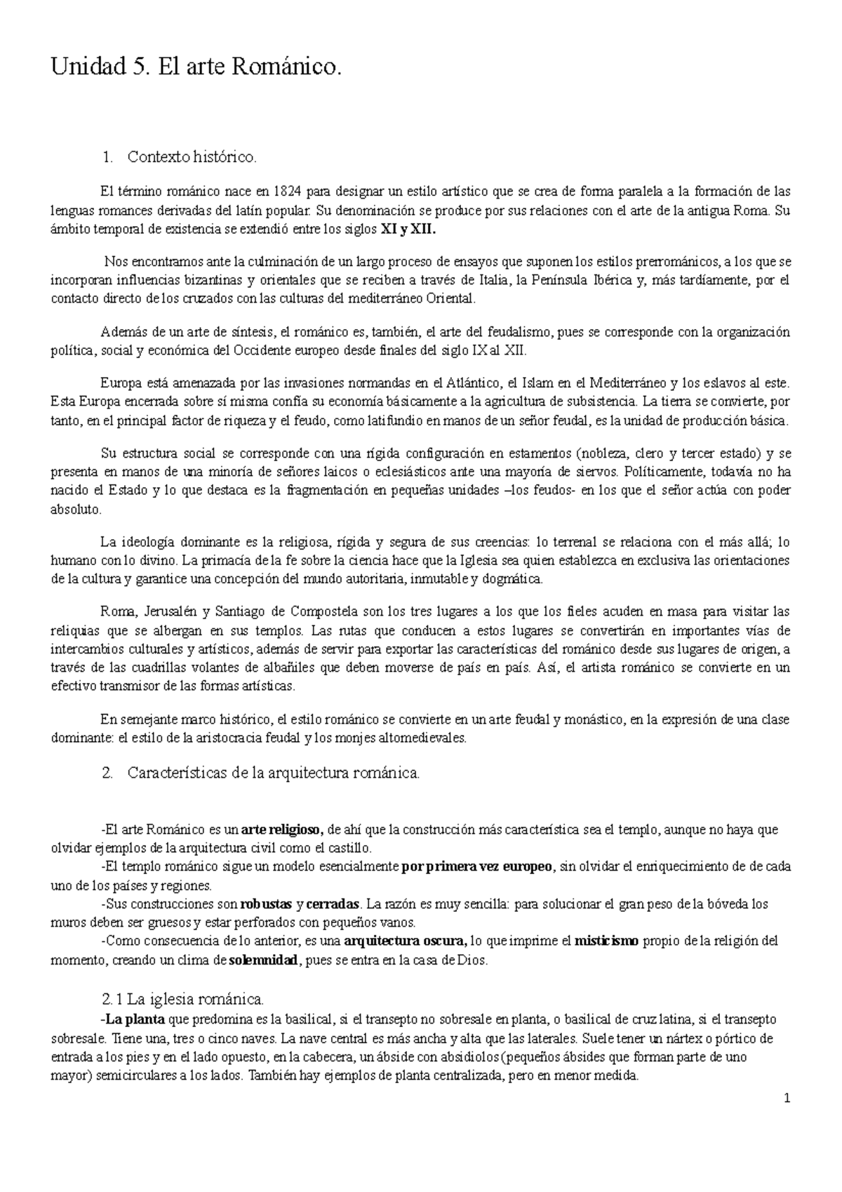 05- Arte Románico - 05- Arte Románico - Unidad 5. El arte Románico. 1. Contexto histórico. El ...