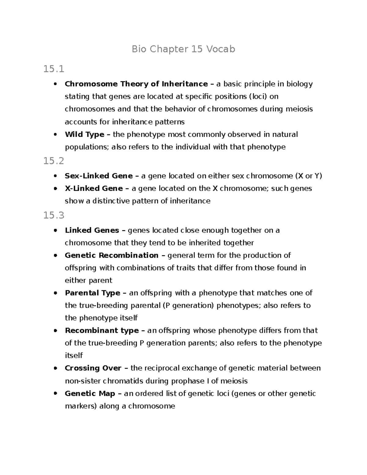 Bio Chapter 15 Vocab - ch. 15 vocal - Bio Chapter 15 Vocab 15 ...