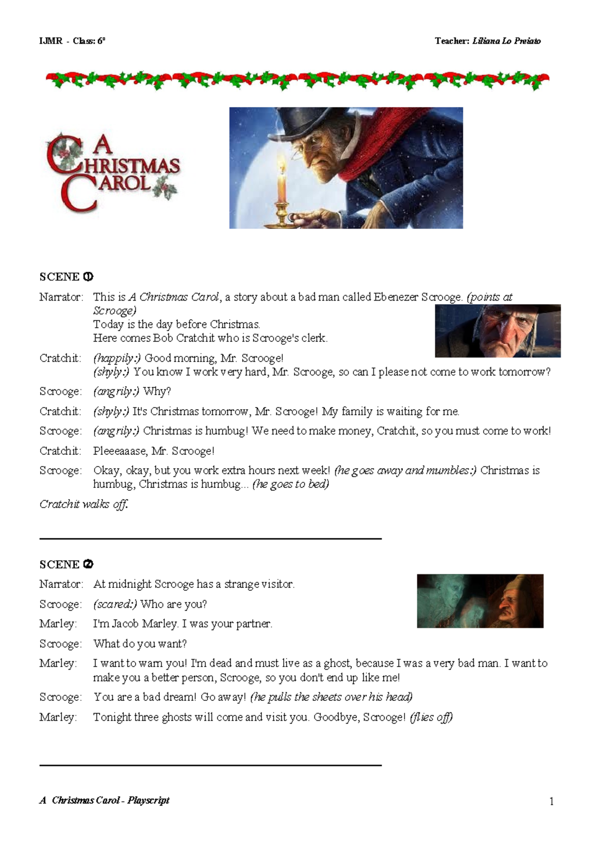 A Christmas Carol Short Script - SCENE Narrator: This is A Christmas ...