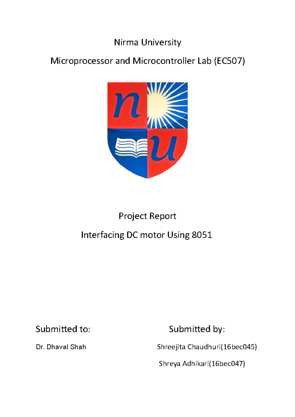 M&m report - Interfacing dc motor using 8051 - Nirma University ...