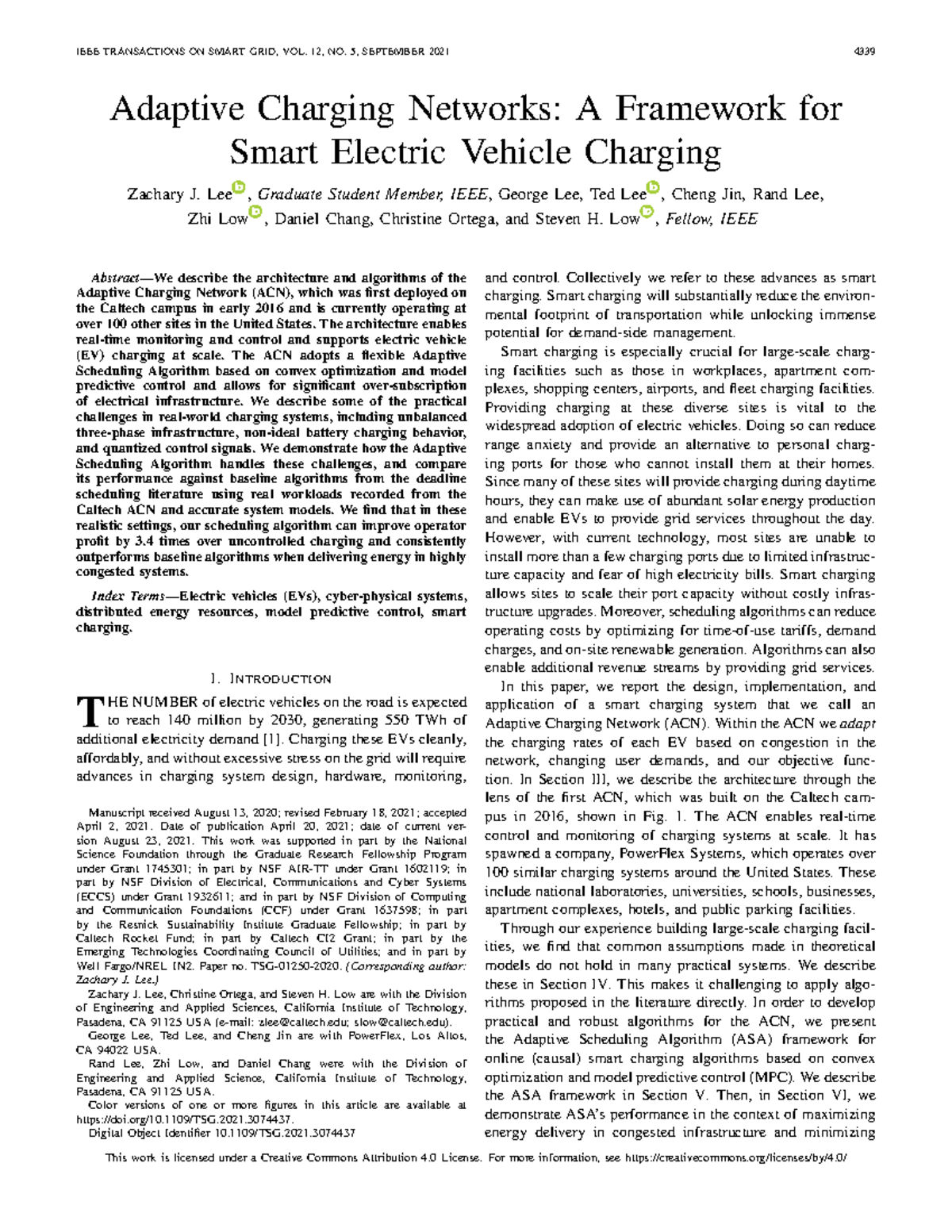 Adaptive Charging Networks A Framework for Smart Electric Vehicle ...