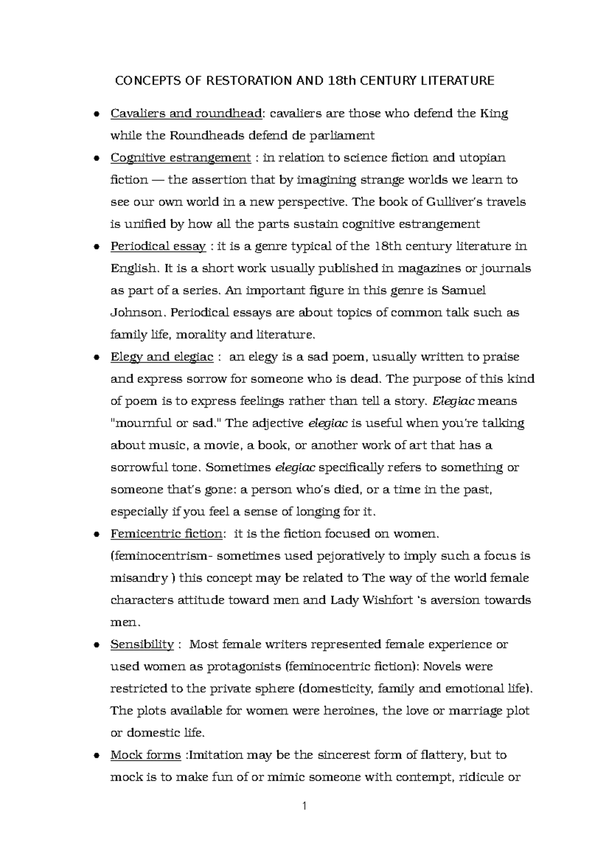 Concepts OF Restoration AND 18th Century Literature - CONCEPTS OF ...