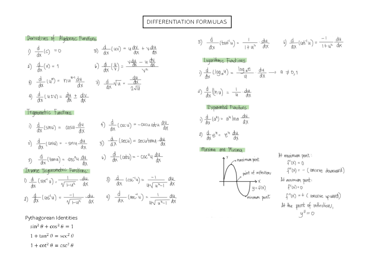 Differentiation Formulas and Pythagorean I - Aeronautical Engineering ...