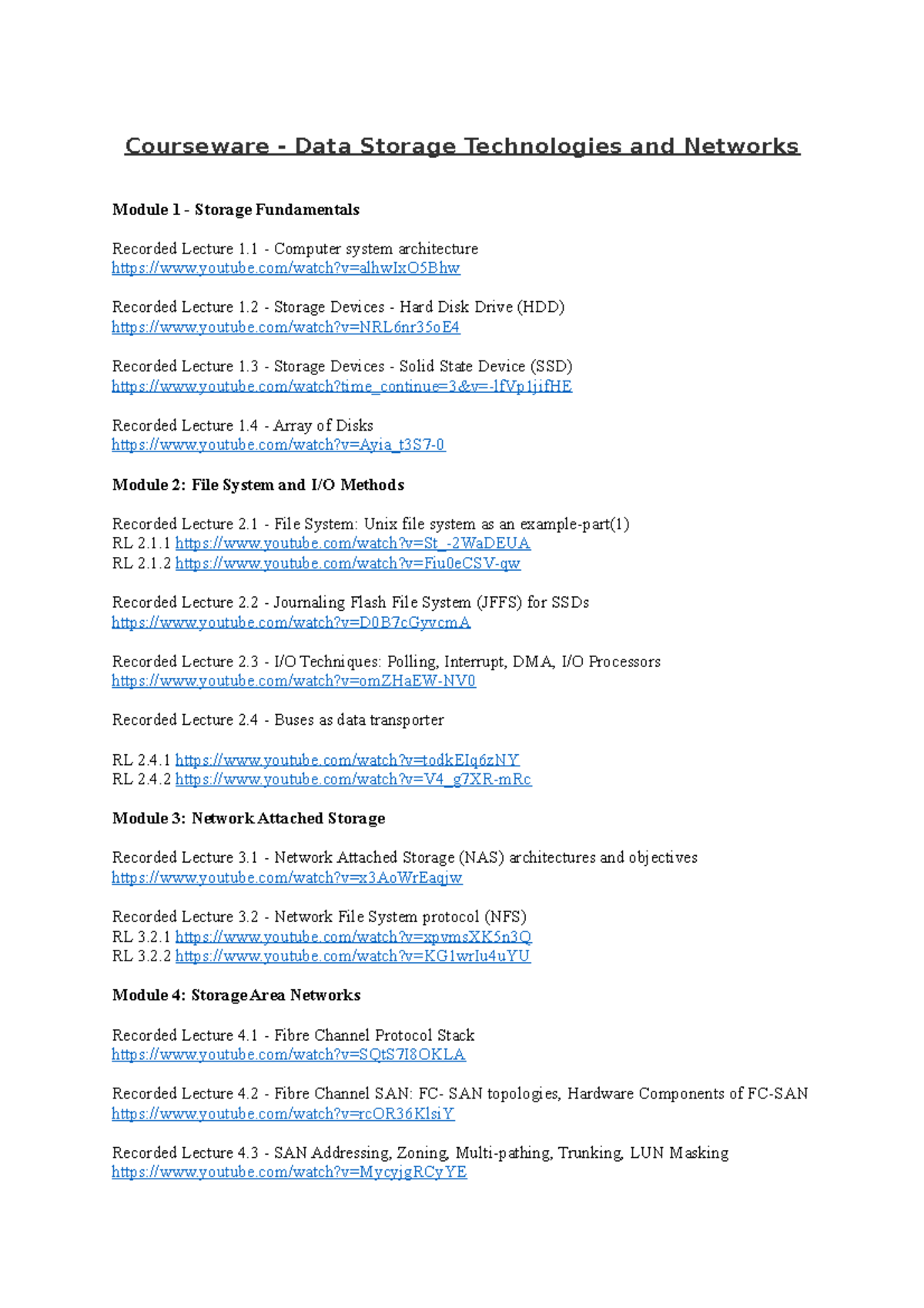 DSTN URLS 1642257350865 - Courseware - Data Storage Technologies and ...