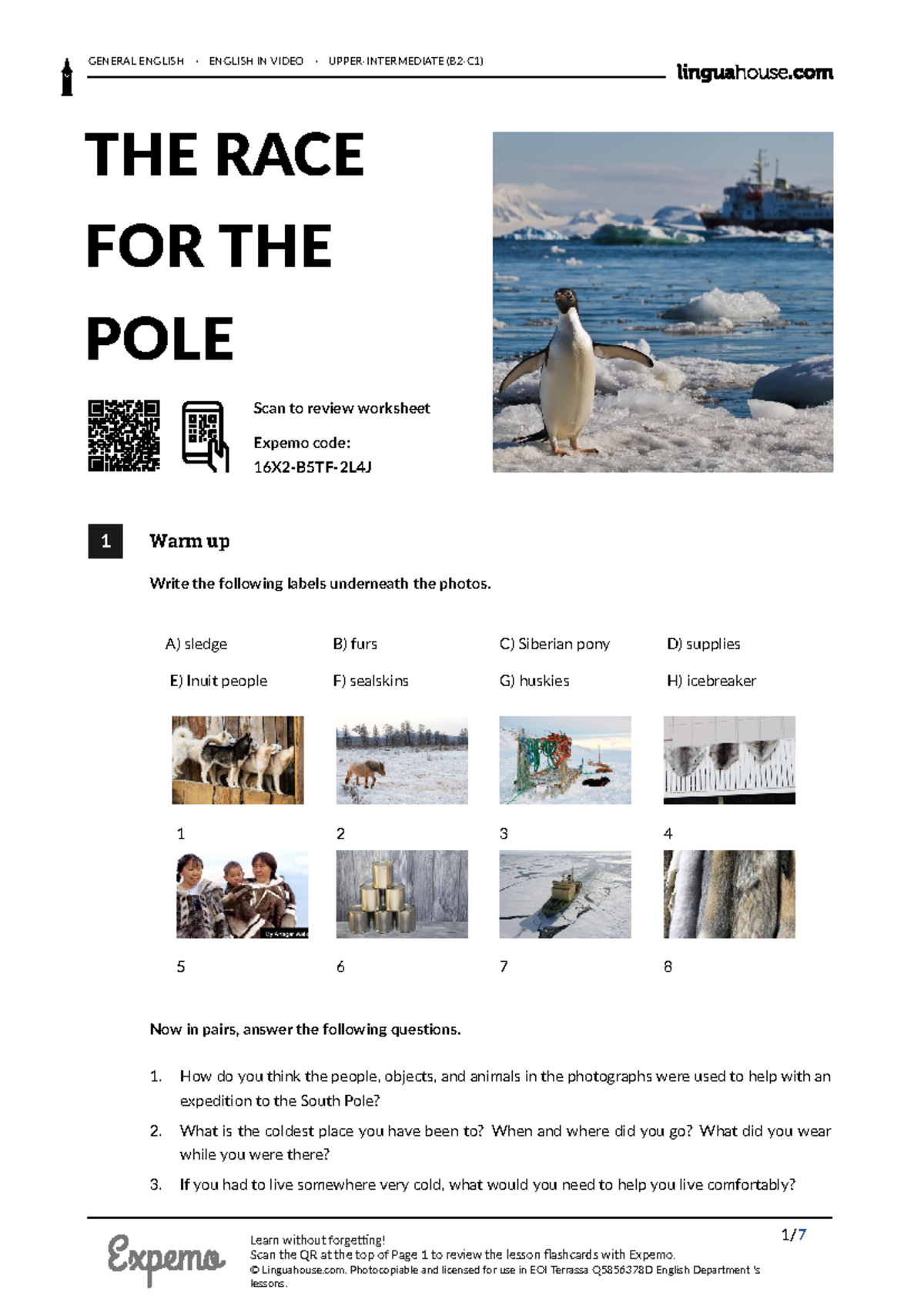 The race for the pole british english teacher bw - GENERAL ENGLISH ...