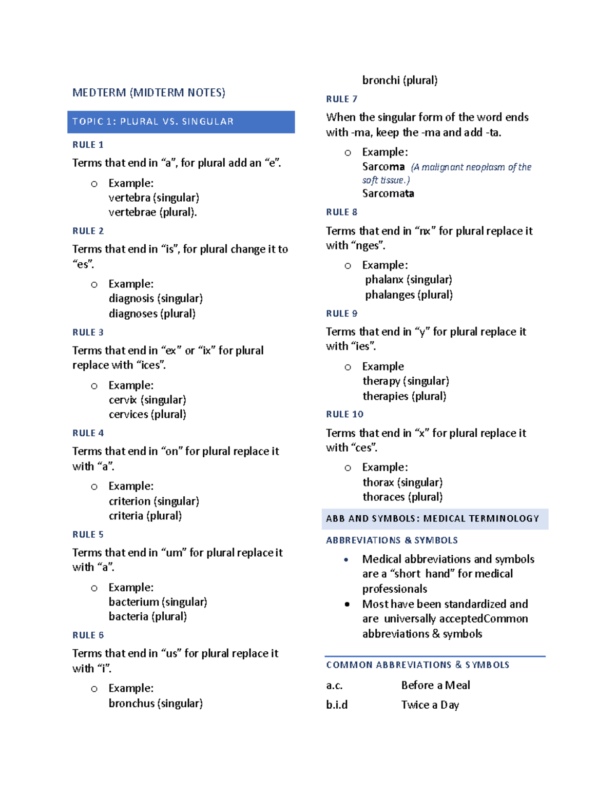 Medterm ( Midterm Notes) - MEDTERM (MIDTERM NOTES) TOPIC 1: PLURAL VS ...