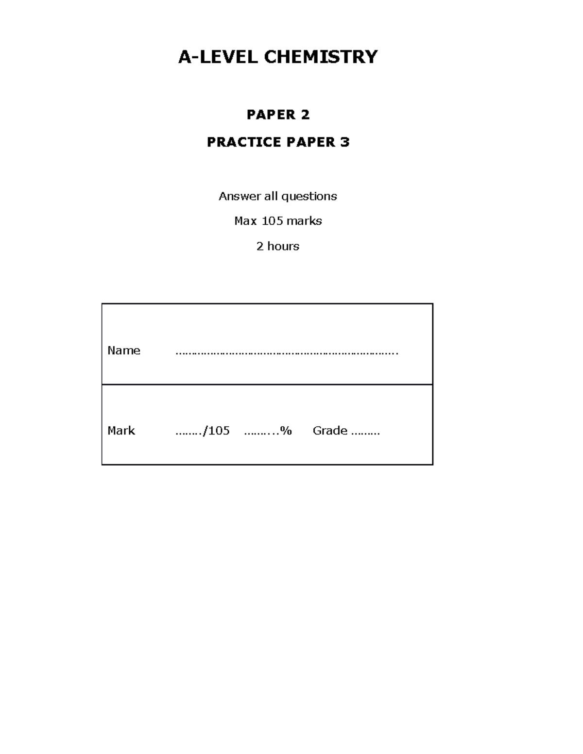 A-level paper 2 pp3 - Apuntes 6 - A-LEVEL CHEMISTRY PAPER 2 PRACTICE ...