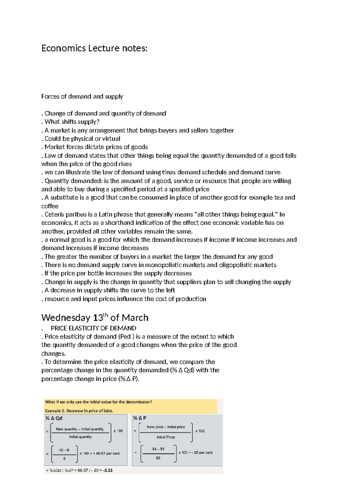 Economics Lecture notes - Economics Lecture notes: Forces of demand and ...