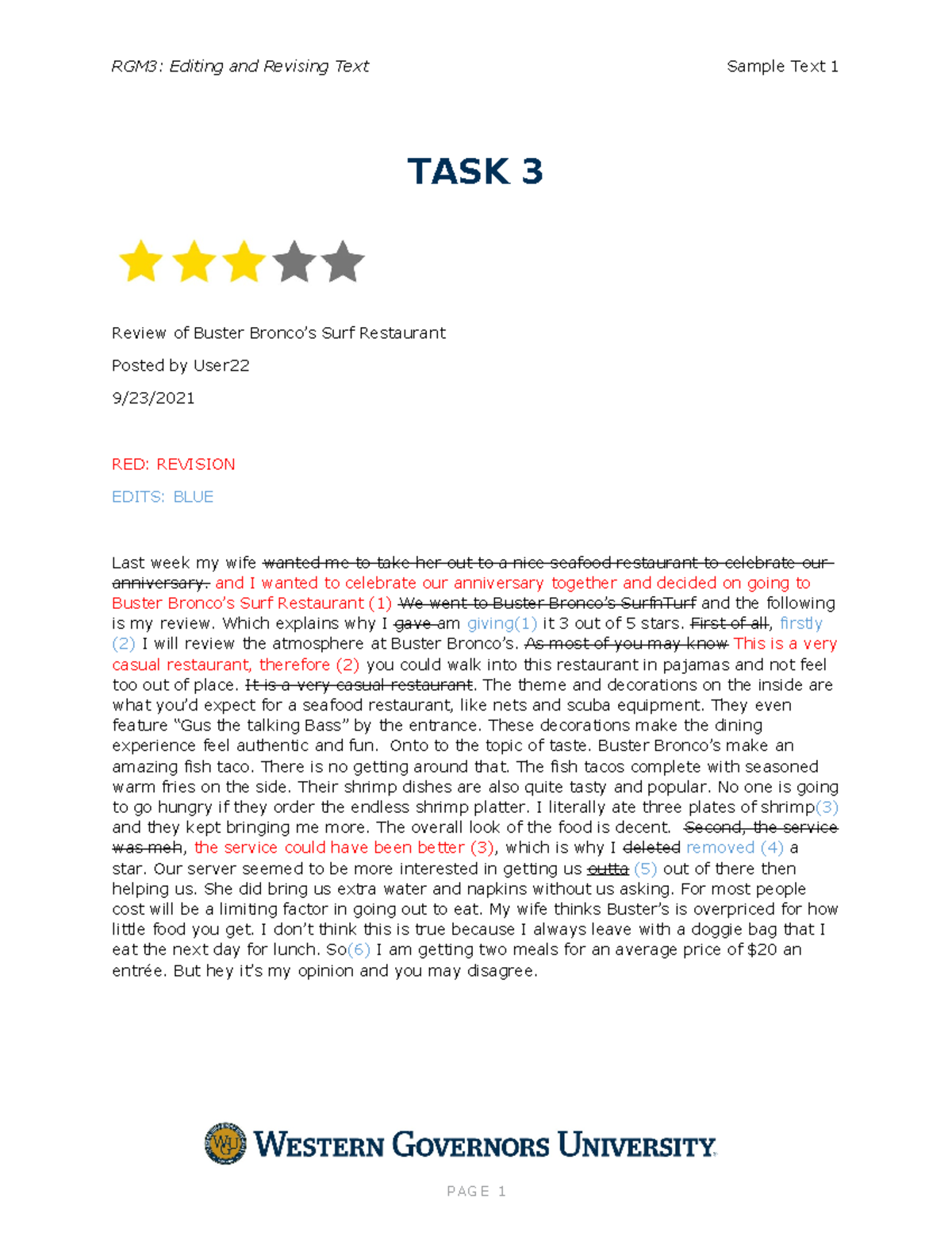 Task3 - pass - RGM3: Editing and Revising Text Sample Text 1 TASK 3 ...