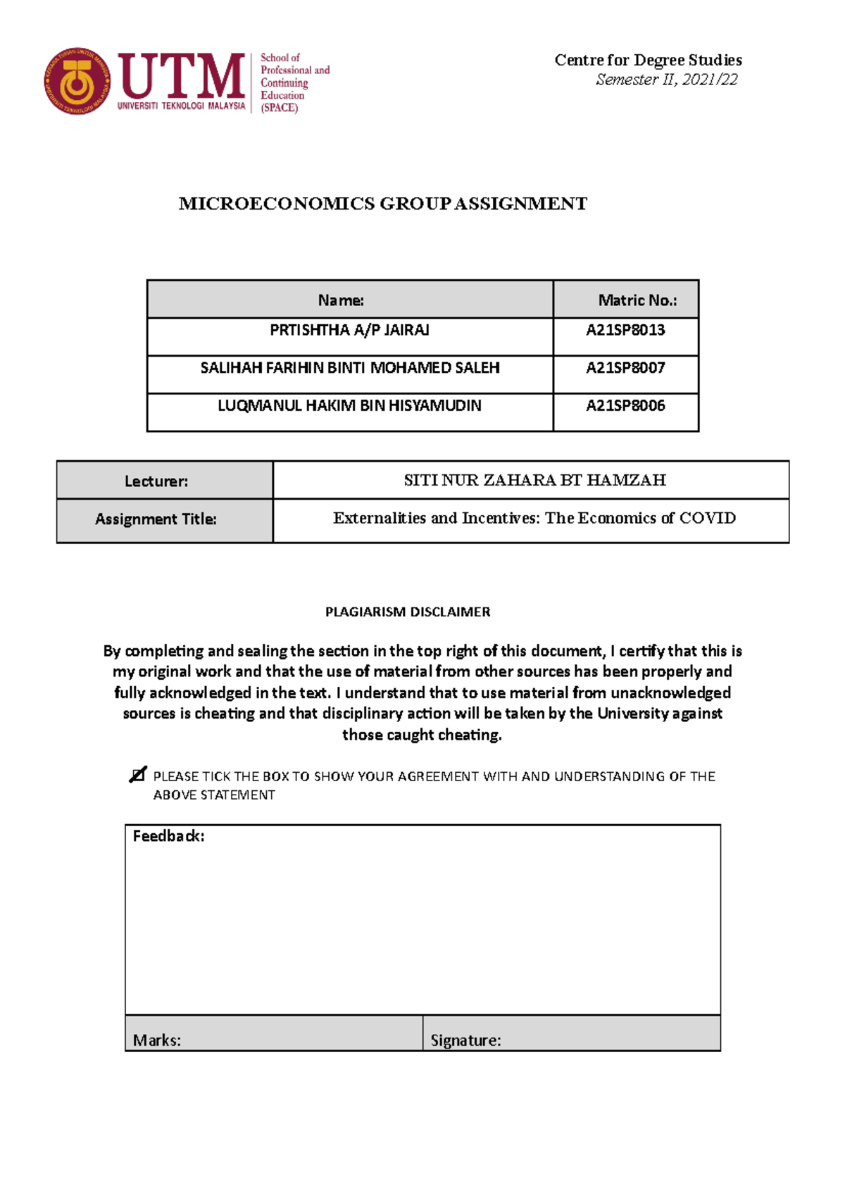 Microeco Latest - do it - MICROECONOMICS GROUP ASSIGNMENT Lecturer ...