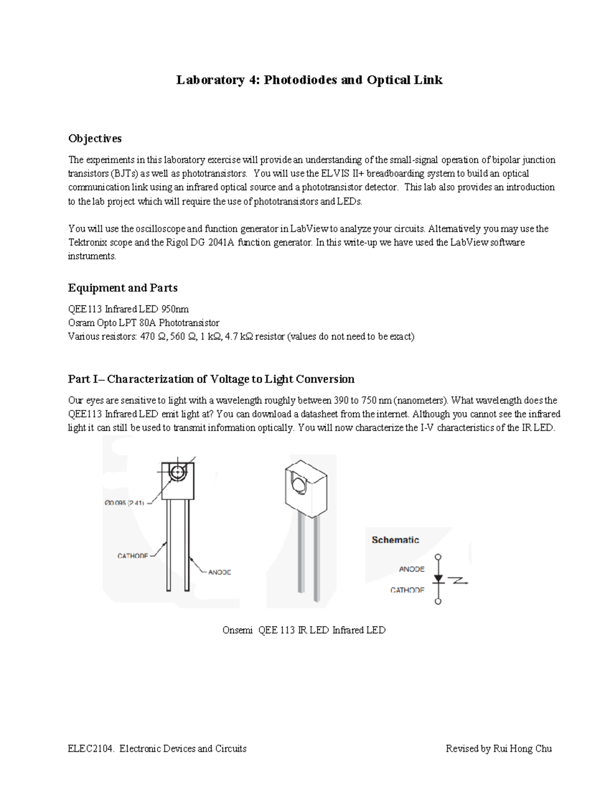 Lab4 optical link - lab 4 - Laboratory 4: Photodiodes and Optical Link Objectives The ...