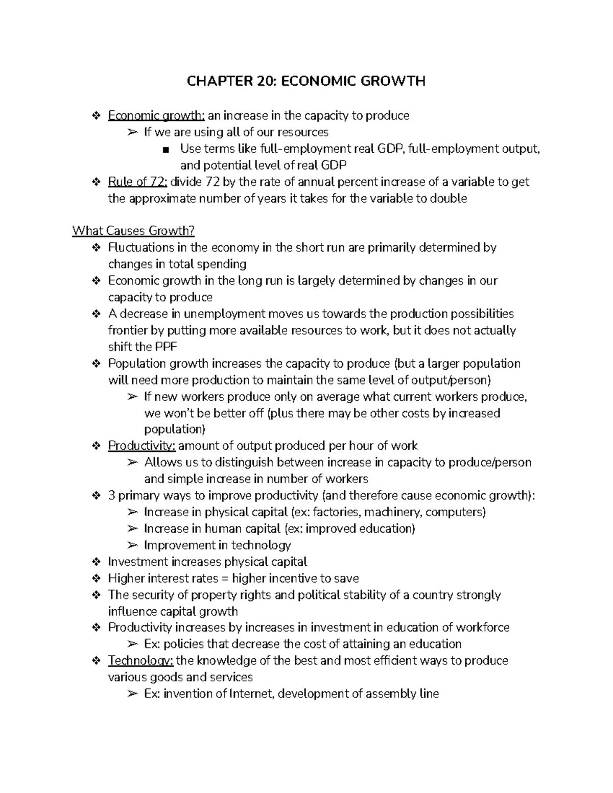 Chapter 20- Economic Growth - ECON 1010 - Vandy - Studocu