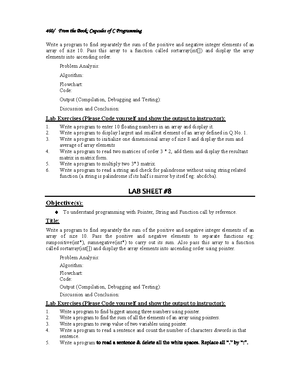 refcard description sheet - C Reference Card (ANSI) Program Structure/Functions type fnc(type 1 ...