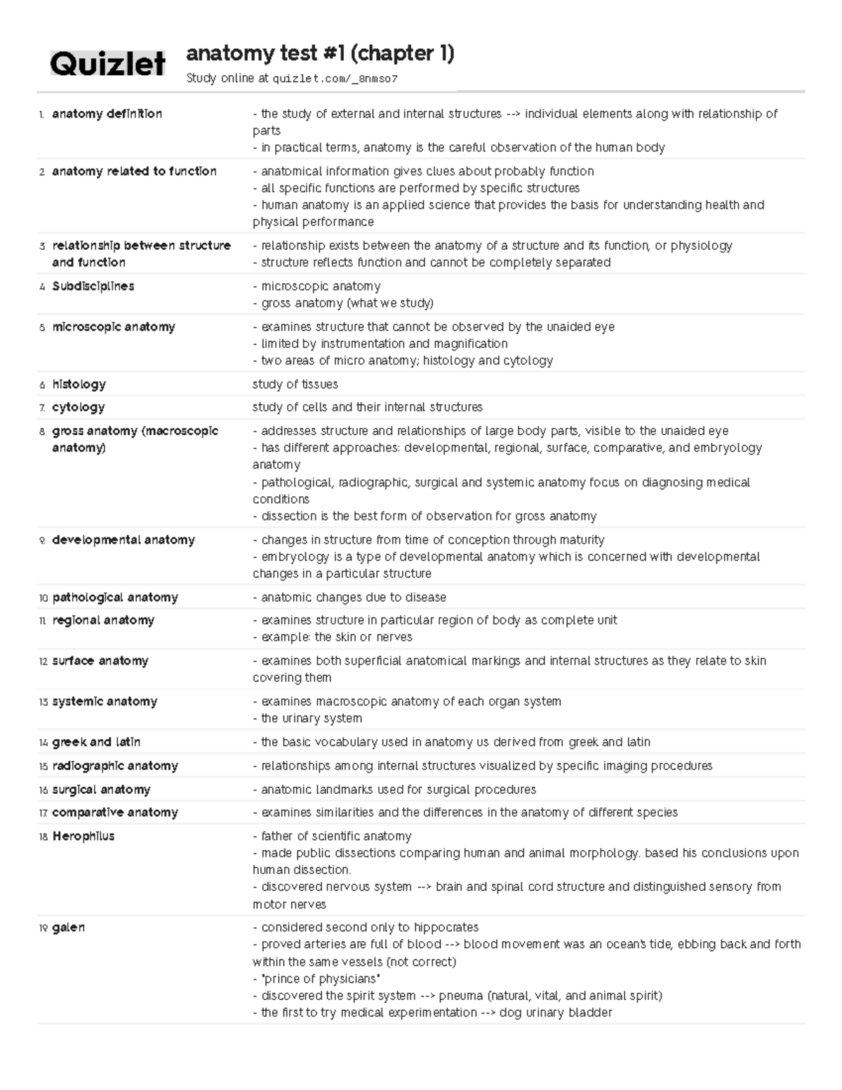 Anatomy Ch 1 Study Guide Anatomy Definition The Study Of External