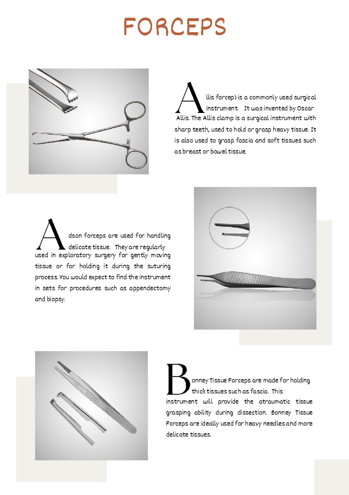 OR Instruments - FORCEPS A B dson forceps are used for handling ...