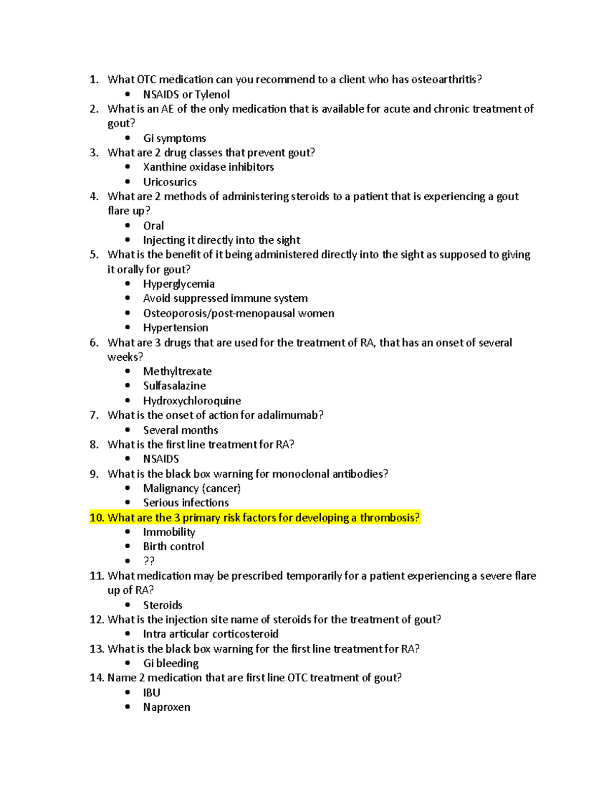 Pharm 4 - review exam 4 - What OTC medication can you recommend to a ...