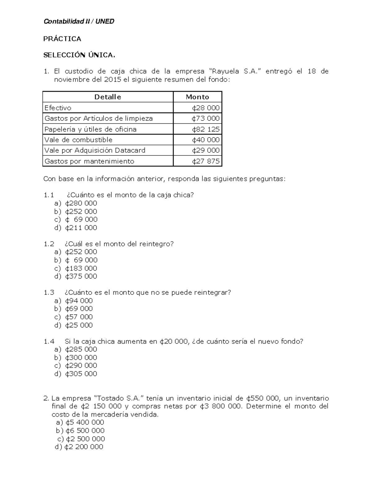 Práctica 2 - practica de contabilidad 2 para administradores para el ...