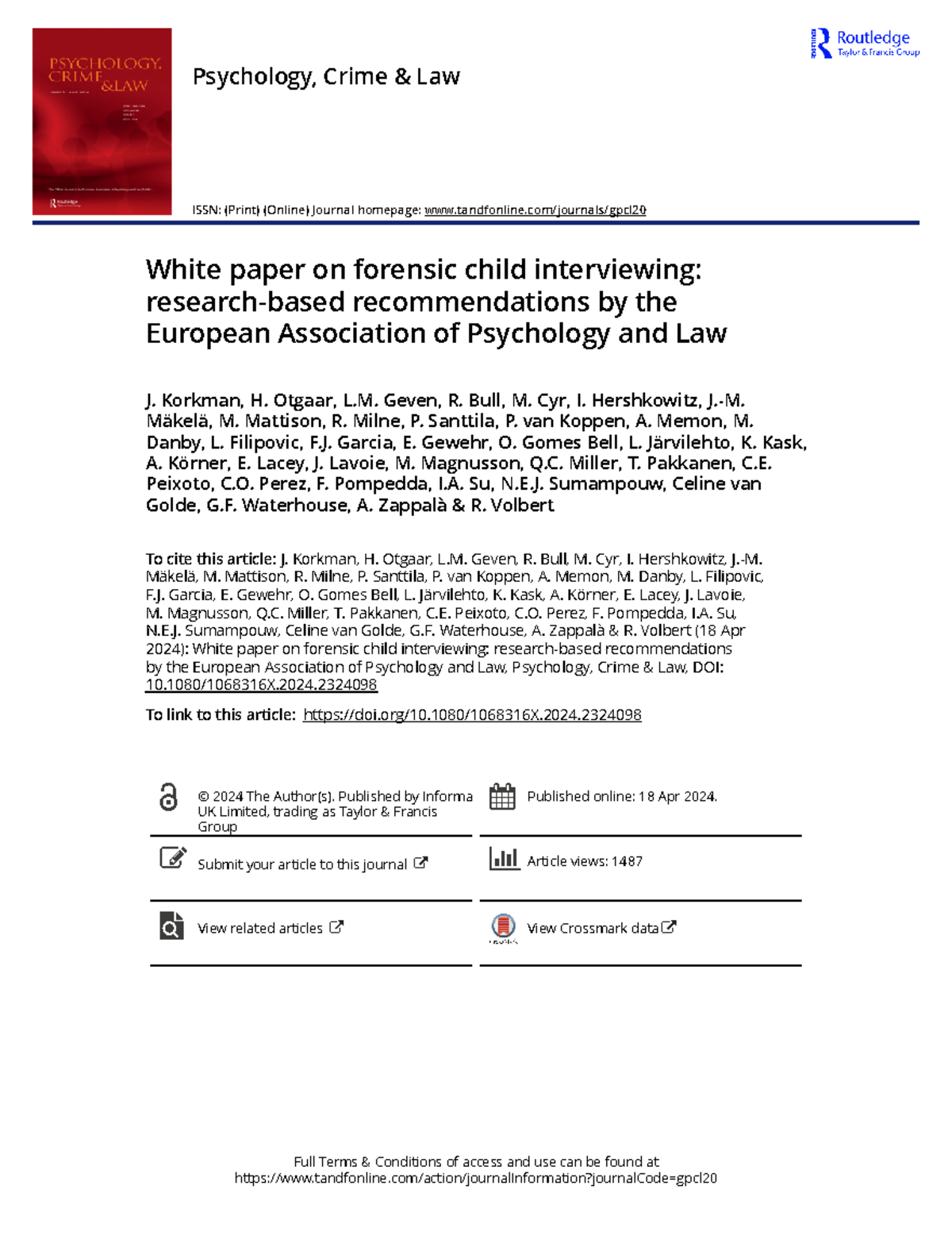 White paper on forensic child interviewing research-based recommendations by the European - Studocu