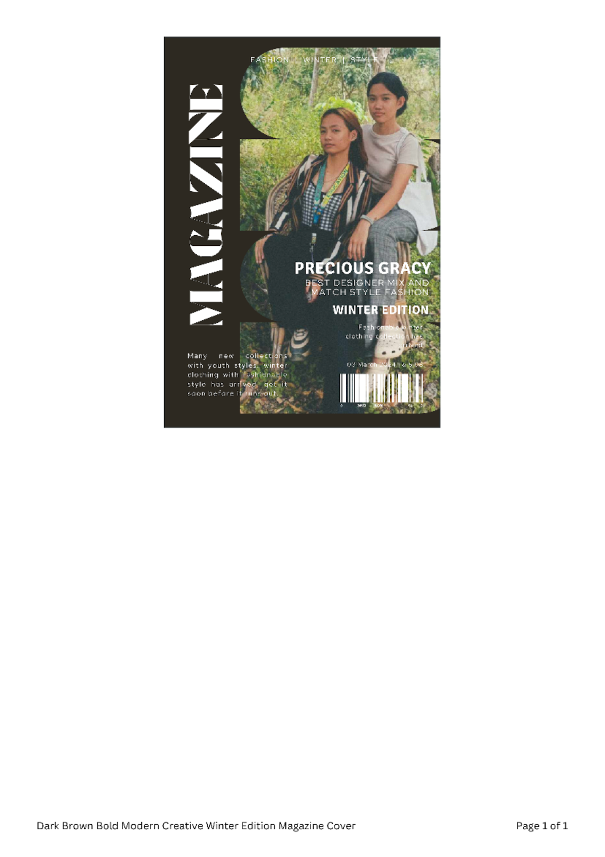 Dark Brown Bold Modern Creative Winter Edition Magazine Cover 20240425 ...