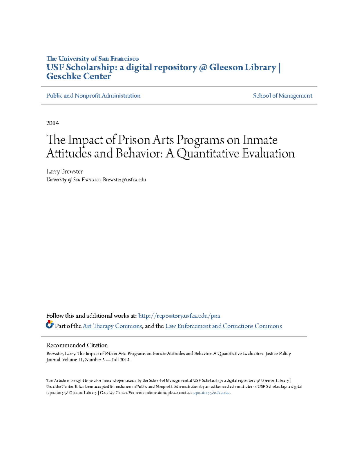 The Impact of Prison Arts Programs on Inmate Attitudes and Behavi - The ...