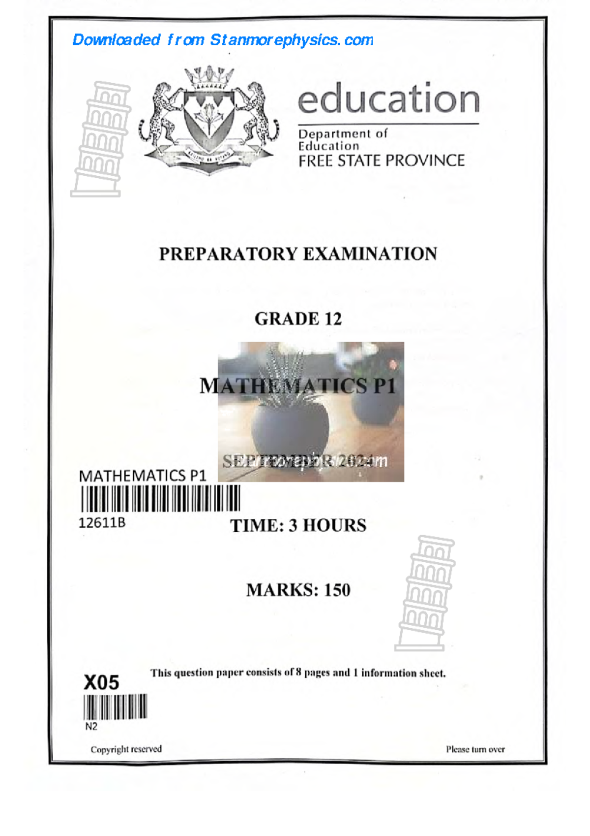 FS Maths Grade 12 September 2024 P1 and Memo - Downloaded f rom St ...