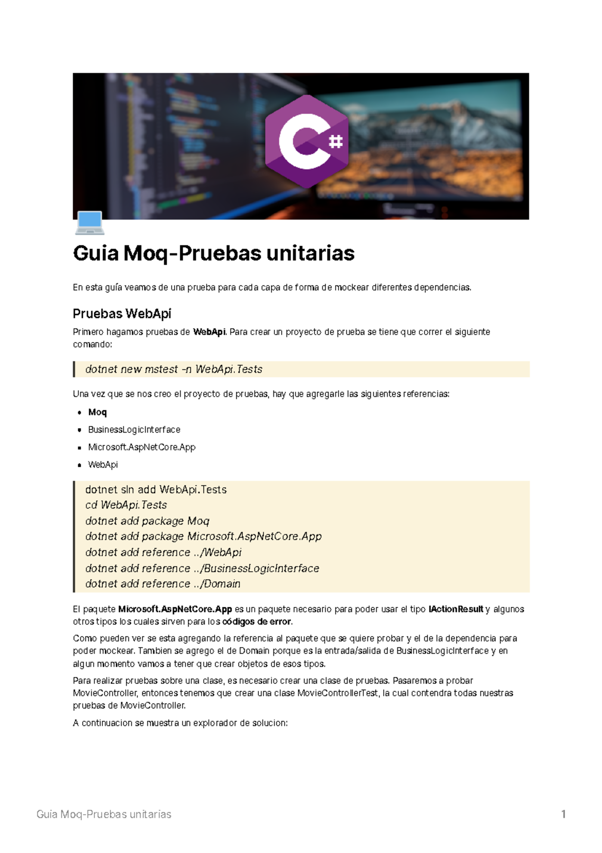 Guia Moq-Pruebas unitarias - Ā© Guia Moq-Pruebas unitarias En esta guĆa ... Guia Moq-Pruebas unitarias - Ā© Guia Moq-Pruebas unitarias En esta guĆa ...