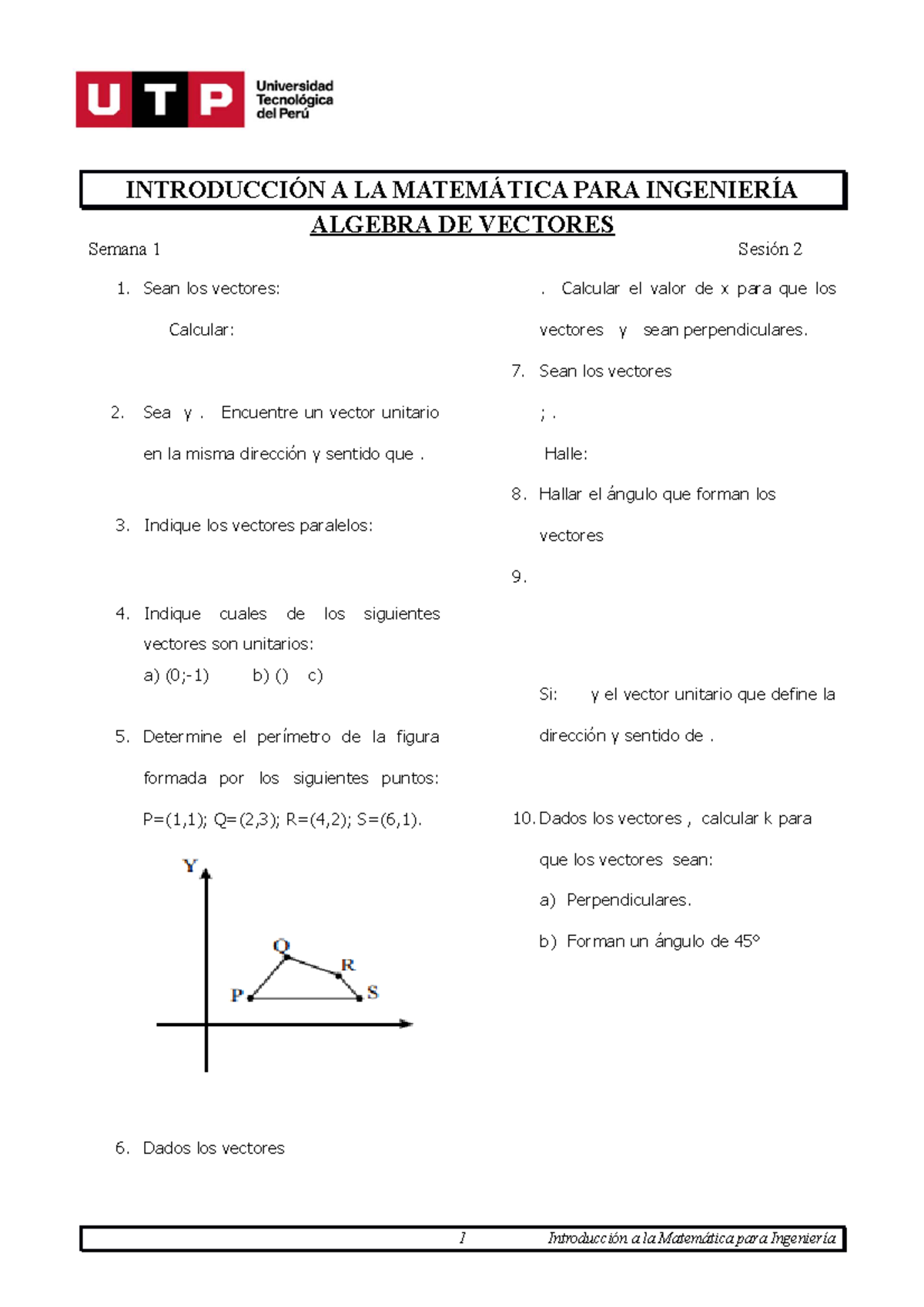 00006.- S01.s2 - Resolver ejercicios Algebra Vectorial - INTRODUCCIÓN A LA MATEMÁTICA PARA - Studocu