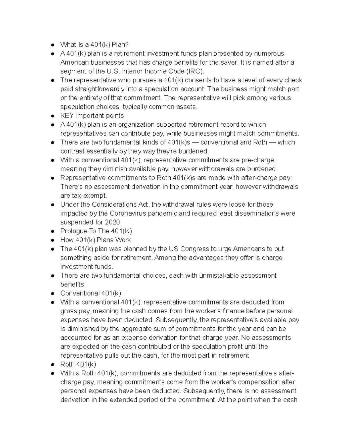 401k - lecture notes from class - What Is a 401(k) Plan? A 401(k) plan ...