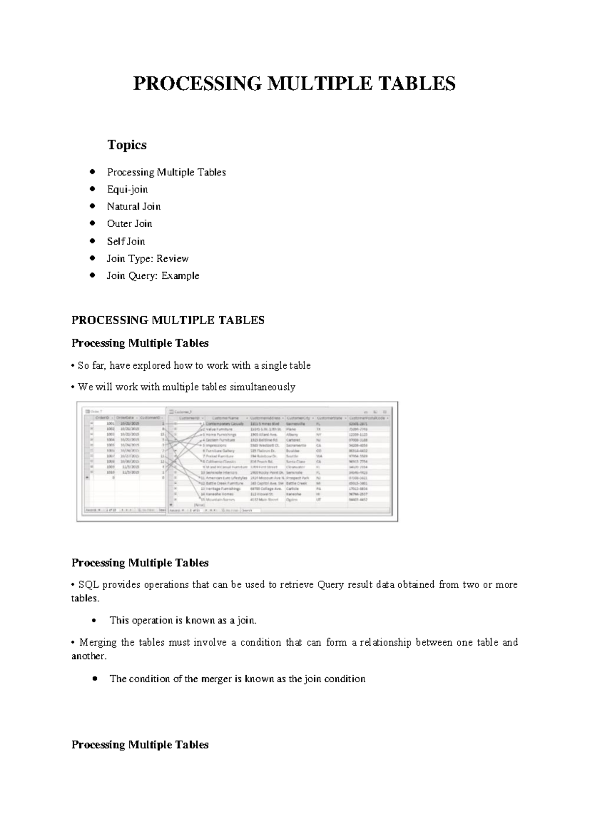 Processing Multiple Tables - This operation is known as a join. Merging ...