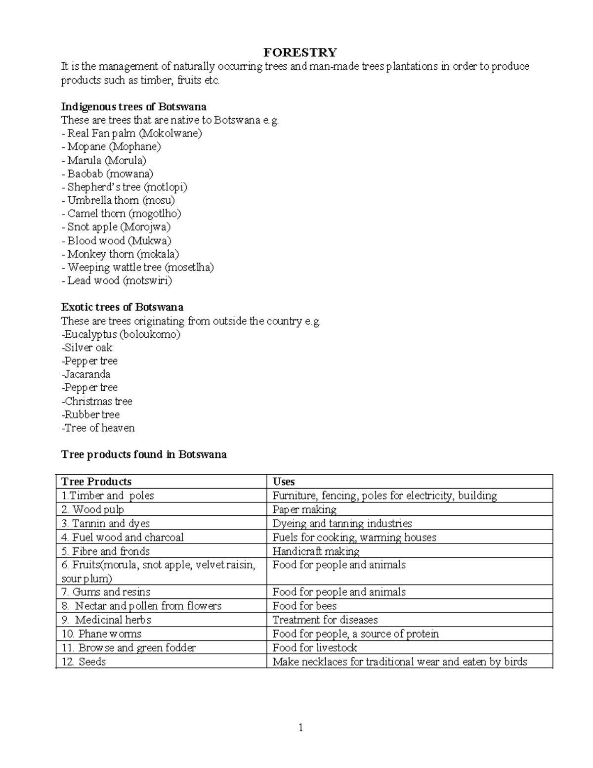 Notes-forestry Form2 2 - FORESTRY It is the management of naturally ...