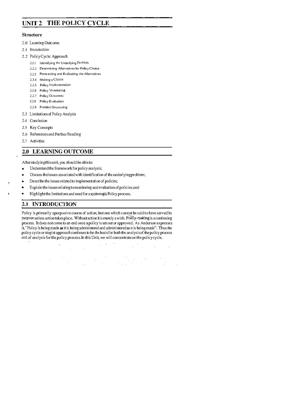 Unit-2 PP Cycle (1) - Public policy - UNIT 2 THE POLICY CYCLE ...