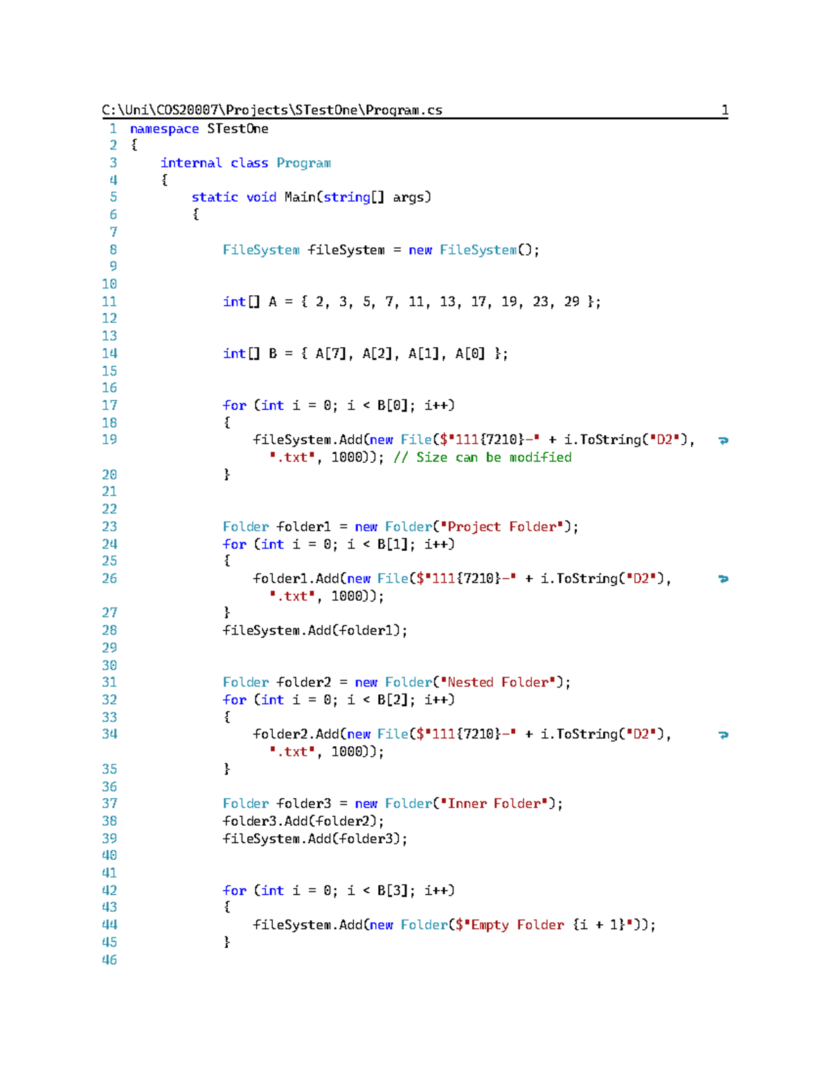Main P - sample code - C:\Uni\COS20007\Projects\STestOne\Program 1 1 2 ...